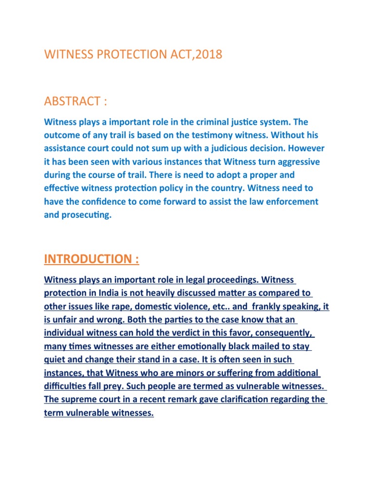 Witness Protection Act 2018 | PDF | Witness | Prosecutor