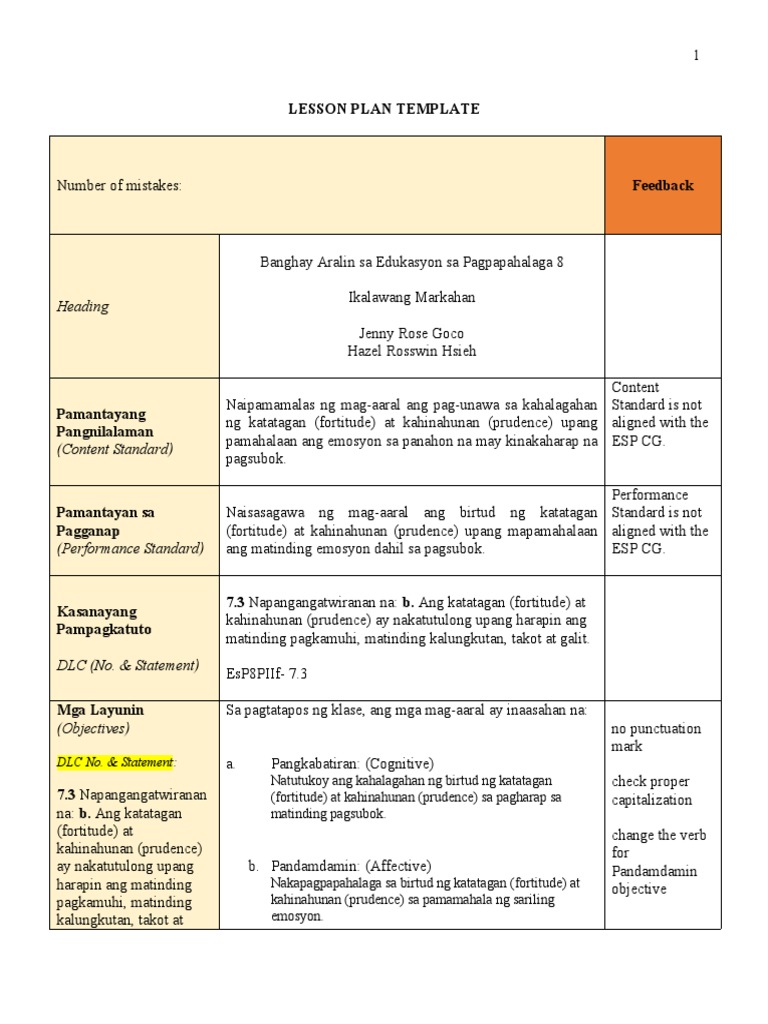 Lesson Plan Template: Heading | PDF