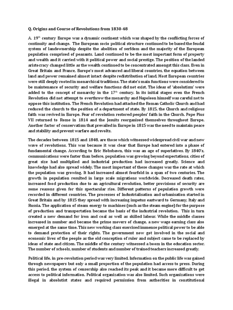 Revolutions in Europe: 1830-1848 Overview | PDF | Liberalism | Nationalism