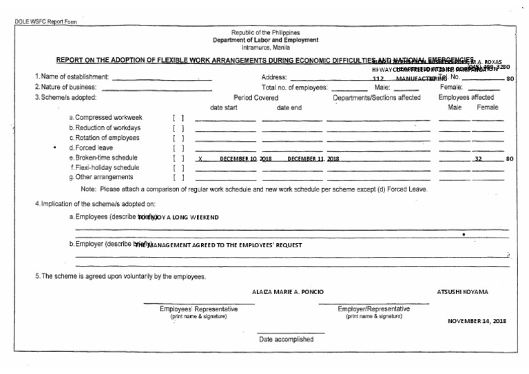 FLexible Work Arrangement Form | PDF FLexible Work Arrangement Form | PDF