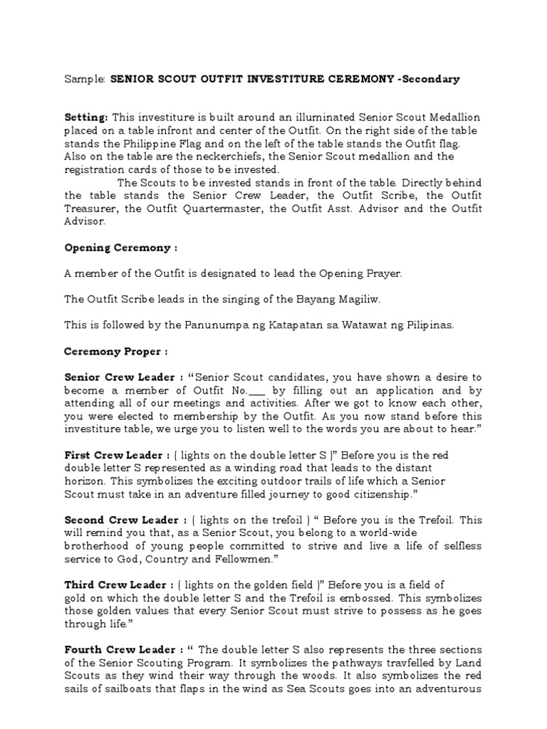 Investiture Ceremony | Download Free PDF | Scouting | Youth Movements
