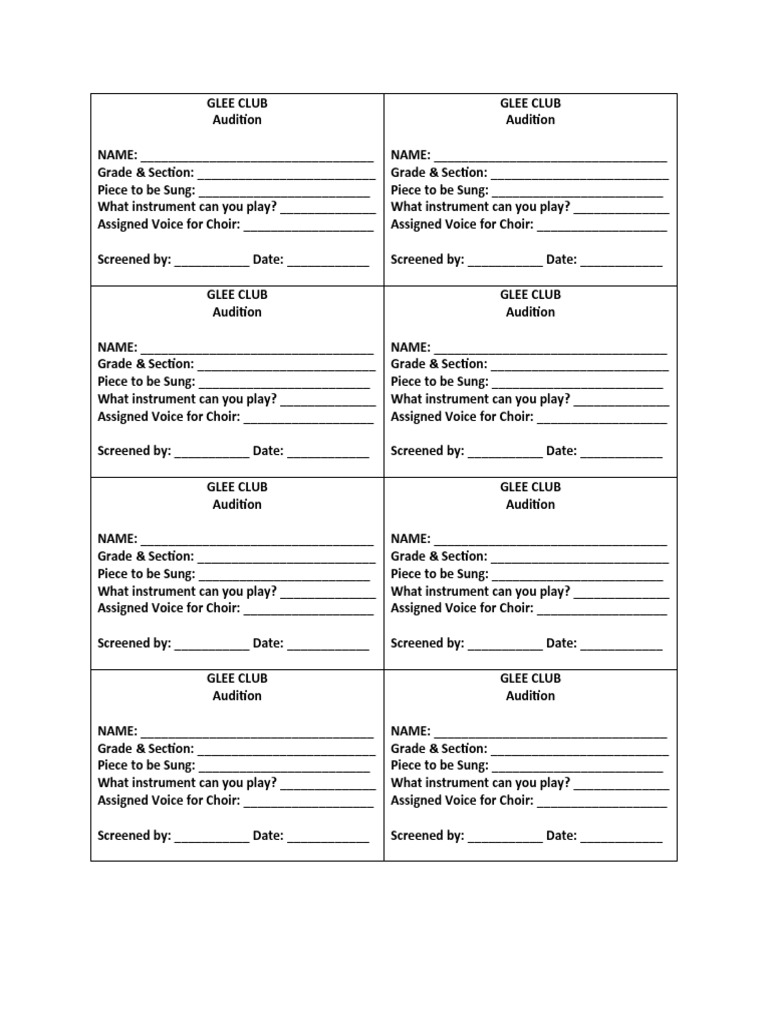 Audition Form | PDF | Choir | Vocal Music