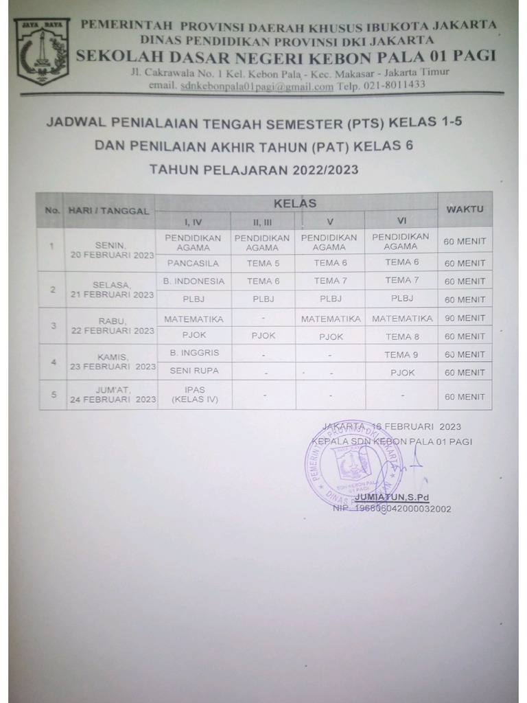 Jadwal PTS Genap Dan Pat Tp. 2022-2023-20230216122559 | PDF