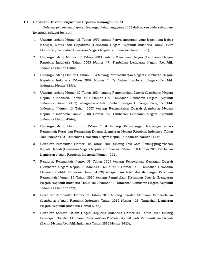 Landasan Hukum Penyusunan Laporan Keuangan SKPD | PDF | Ilmu Sosial