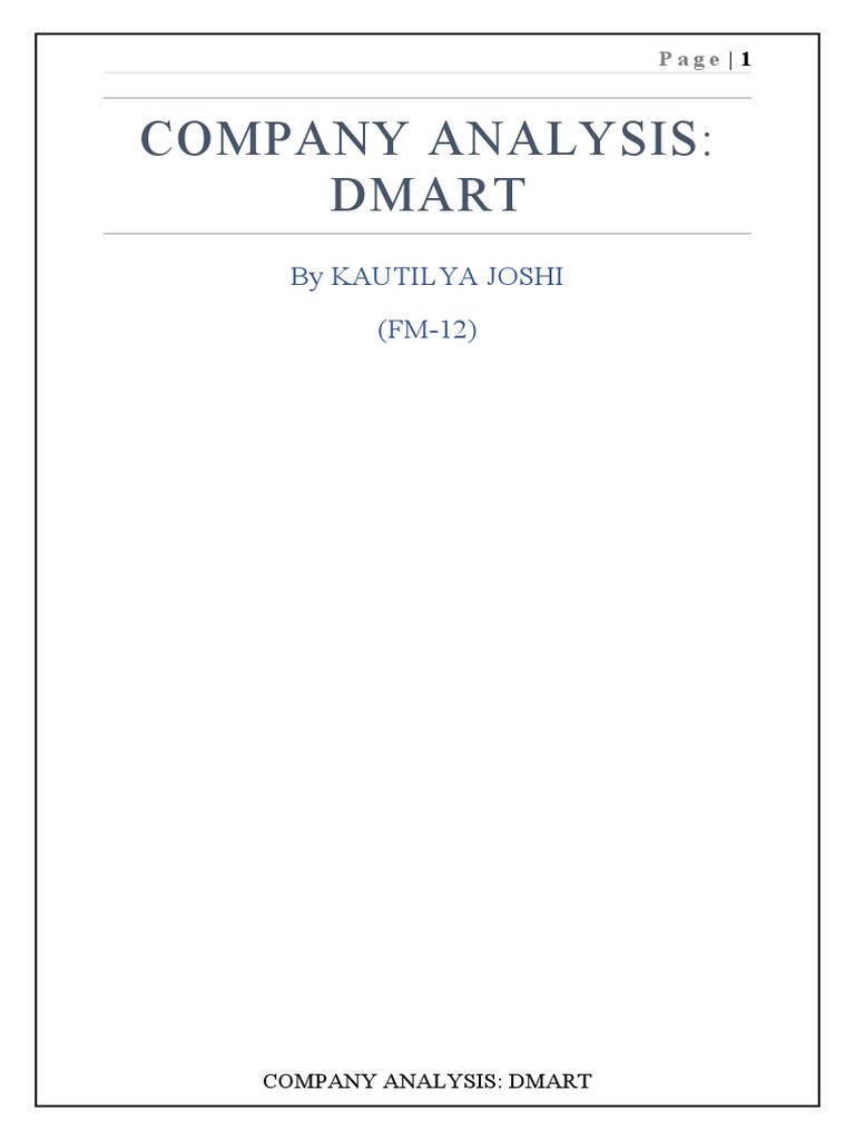 DMart Company Analysis | PDF | Retail | Dividend