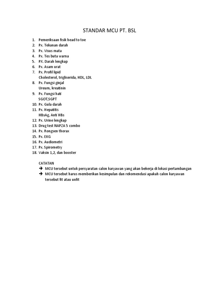 Standar Mcu PT BSL | PDF
