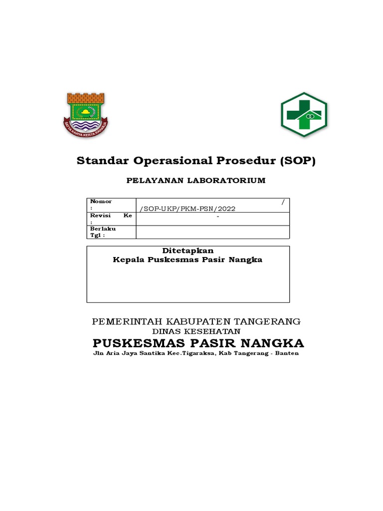 Cover SOP Pelayanan Laboratorium | PDF