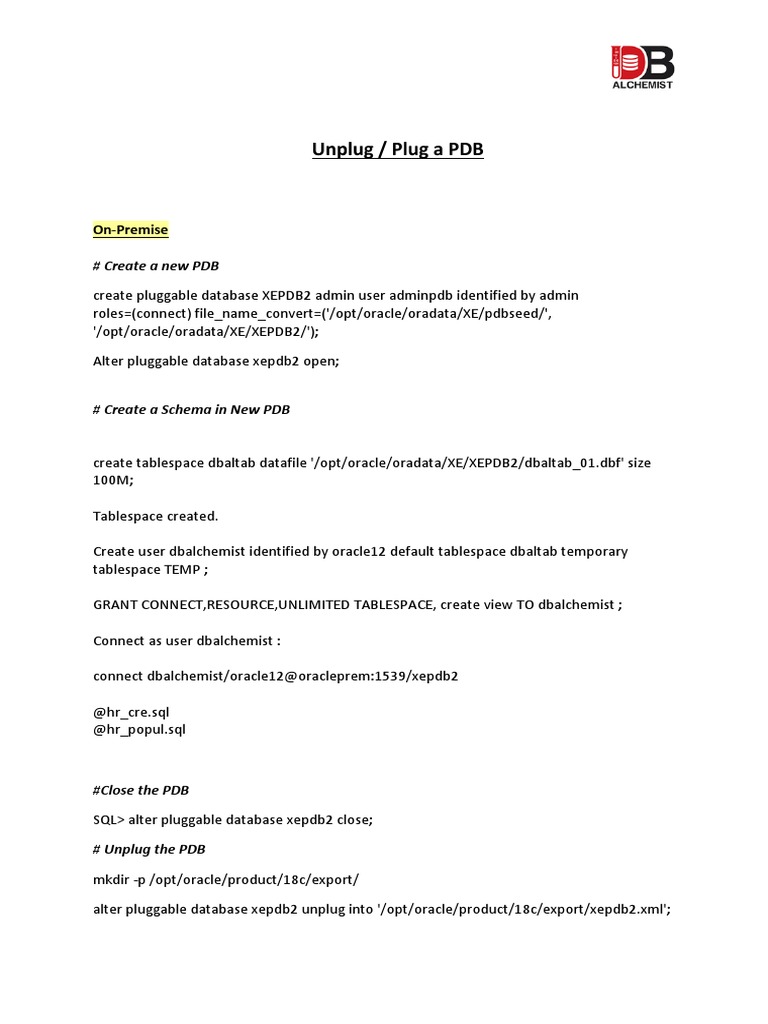 Unplug Plug A PDB | PDF | Databases | Relational Database