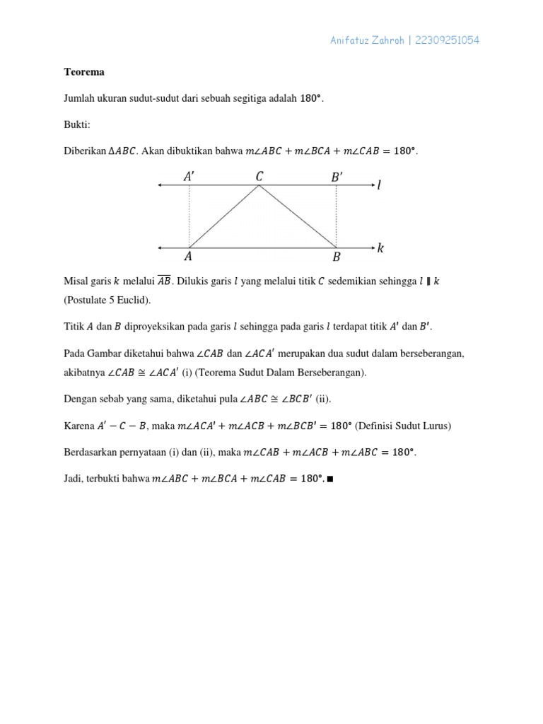 Teorema Jumlah Sudut Segitiga | PDF | Metode & Bahan Ajar