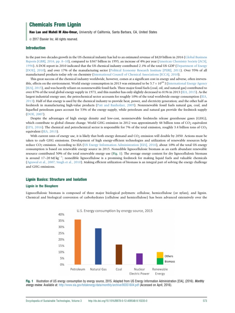 Chemicals From Lignin | PDF | Polyurethane | Lignin