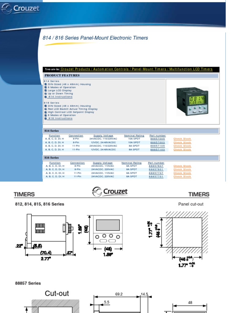 Crouzet 88857003 Datasheet | PDF | Alternating Current | Relay