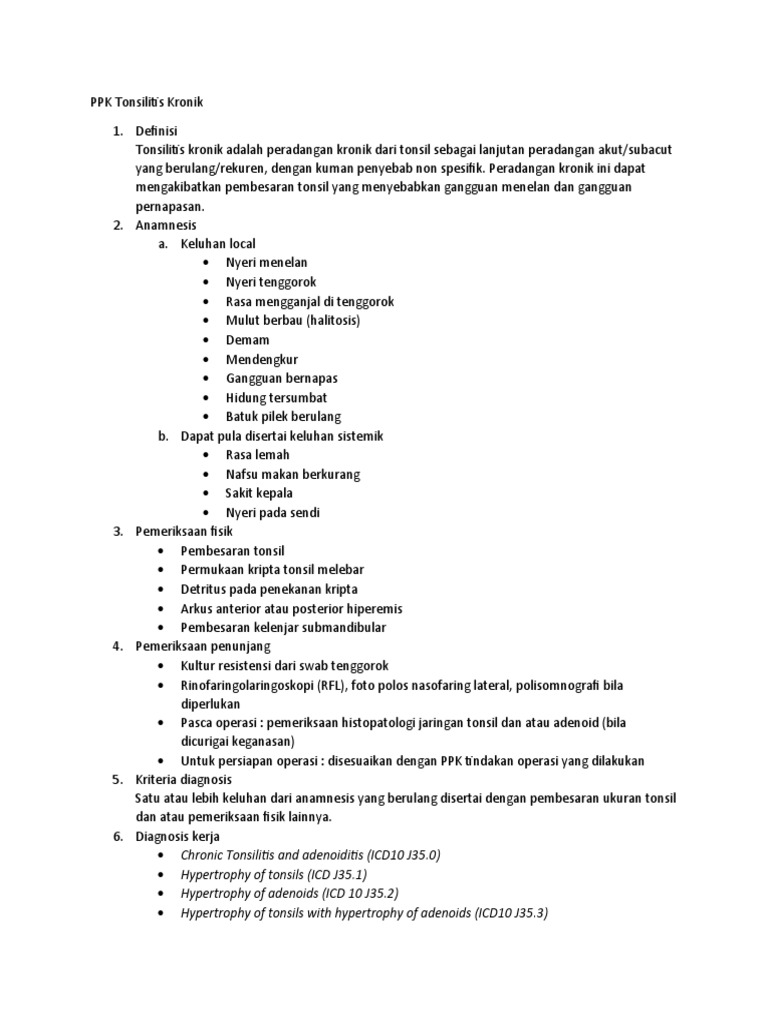 PPK Tonsilitis Kronik | PDF