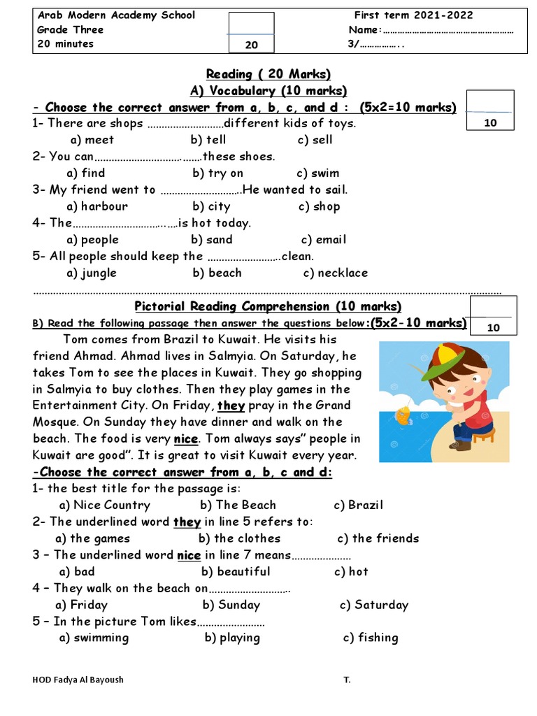Grade 3 English Assessment | PDF