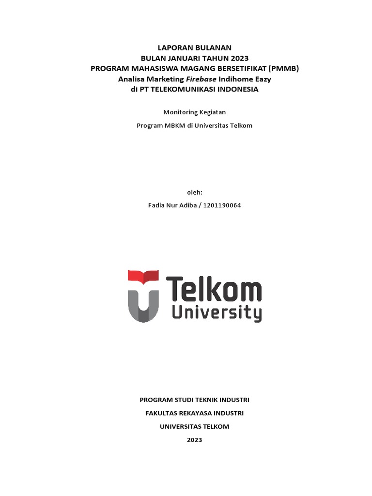Laporan Bulanan Magang MBKM Januari - Fadia Nur Adiba - 1201190064 | PDF