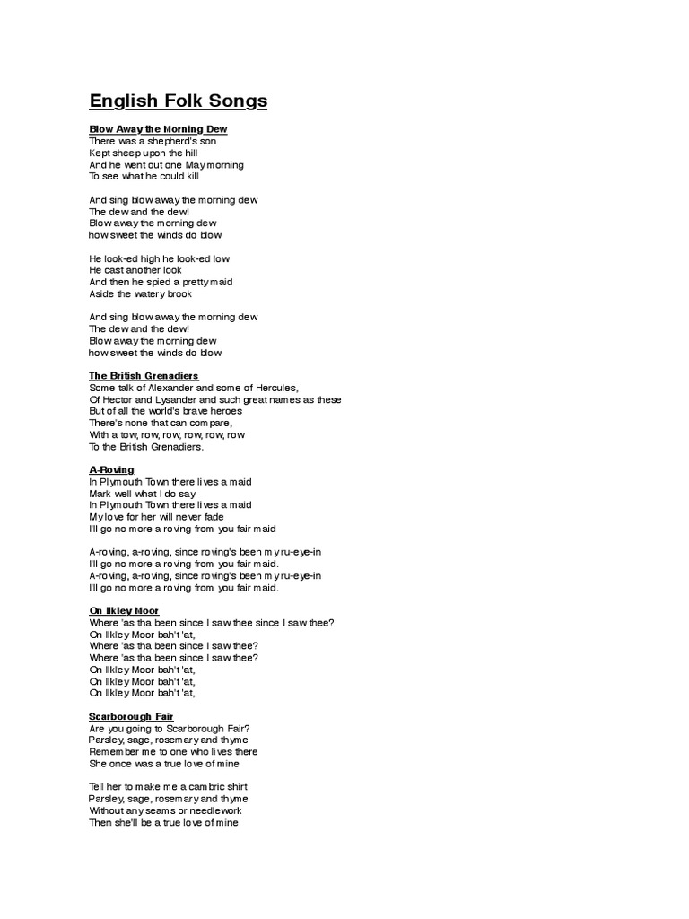 Folk Song Lyrics | PDF