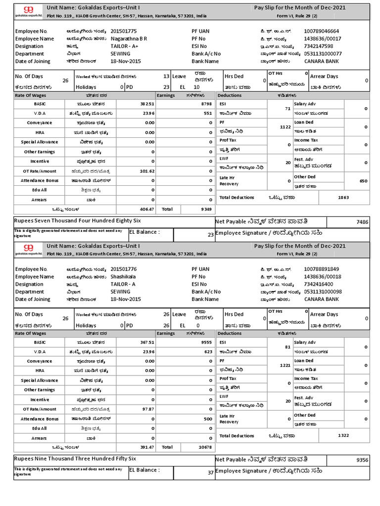 PaySlip Dec 2021 | Download Free PDF | Taxes | Salary