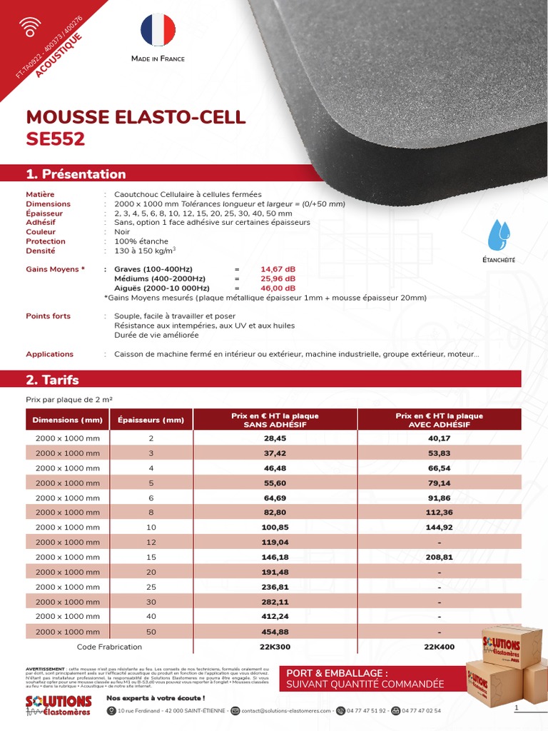 FT-TA0922 SE552 Mousse Acoustique | PDF