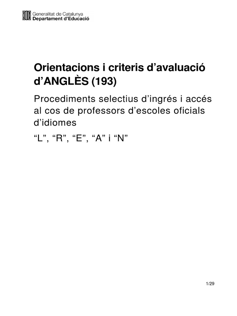Criteris Correcció Op2020 - Angles Eoi | PDF