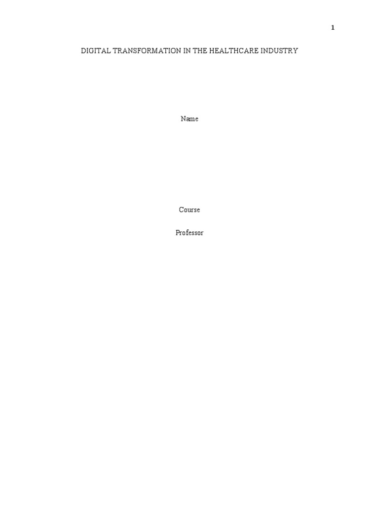 Digital Transformation In The Healthcare Download Free Pdf Health