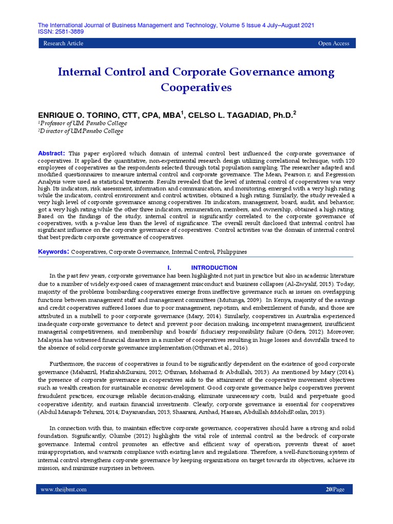 Internal Control's Impact on Governance | PDF | Internal Control ...