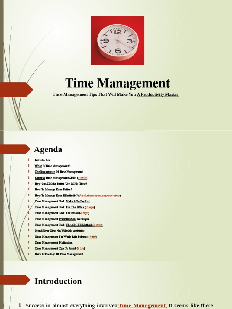 Presentation of Time Management Skills - by Sara | PDF | Professional ...