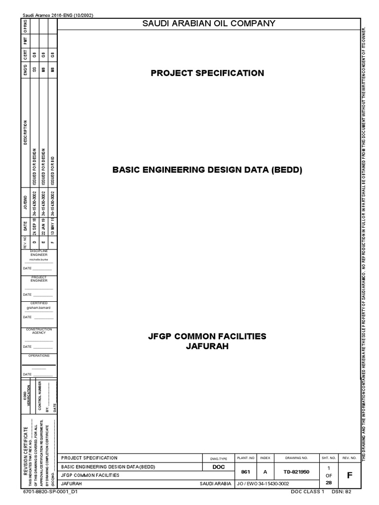 T821950001PF - Basic Engineering Design Data (Bedd) | PDF | Energy ...