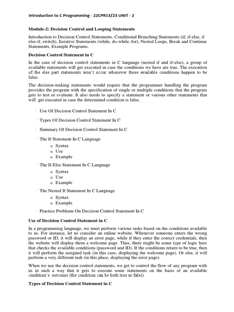Unit 2 | PDF | Control Flow | Workweek And Weekend