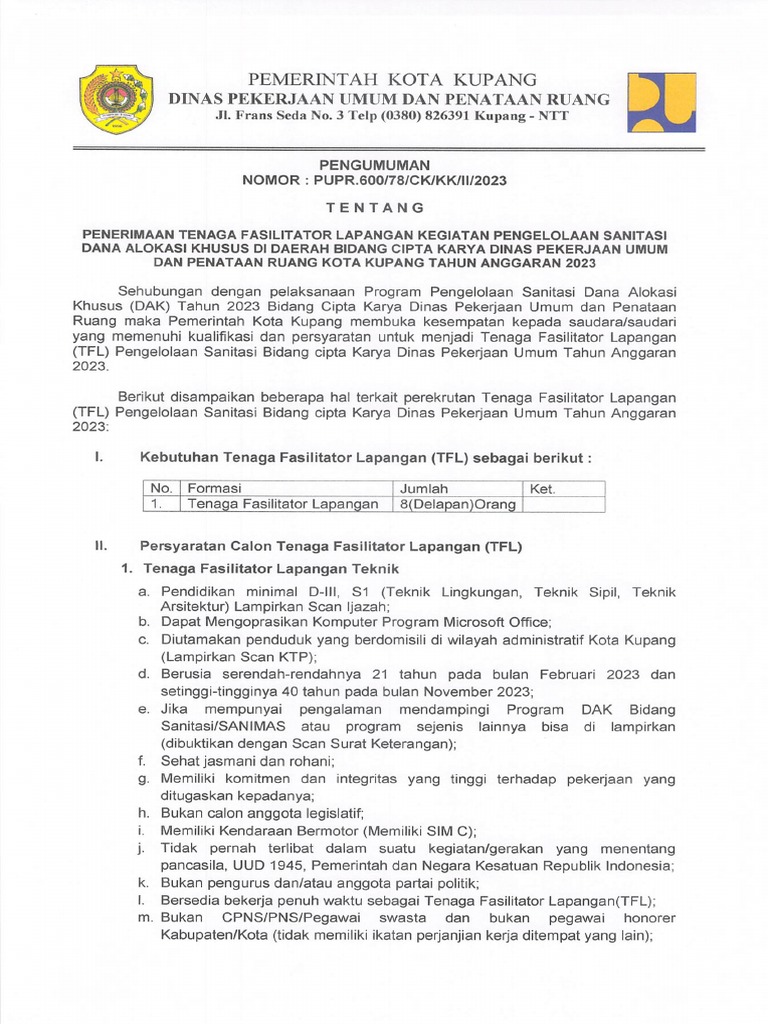 Penerimaan Tenaga Fasilitator | PDF