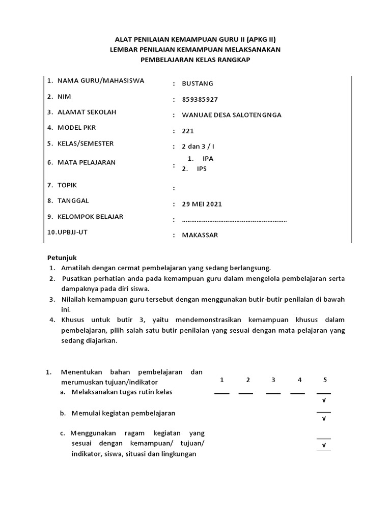 Penilaian Kemampuan Guru APKG II | PDF