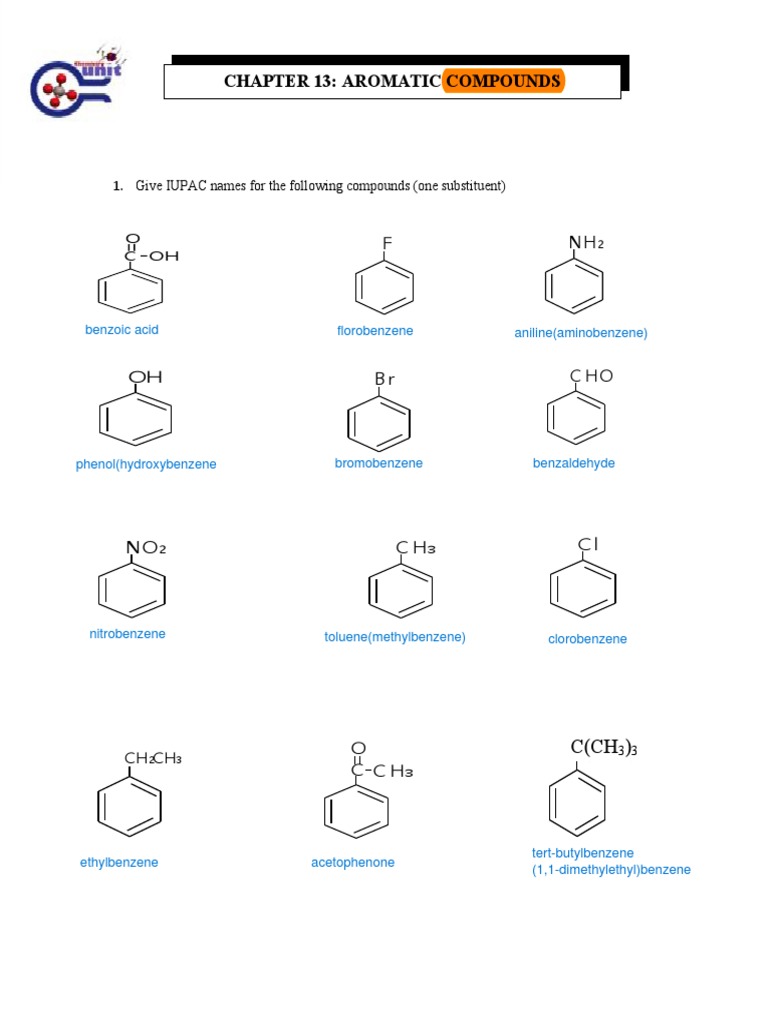 NOMENCLATURE AROMATIC COMPOUNDS (Answer) | PDF | Benzene | Chemical ...