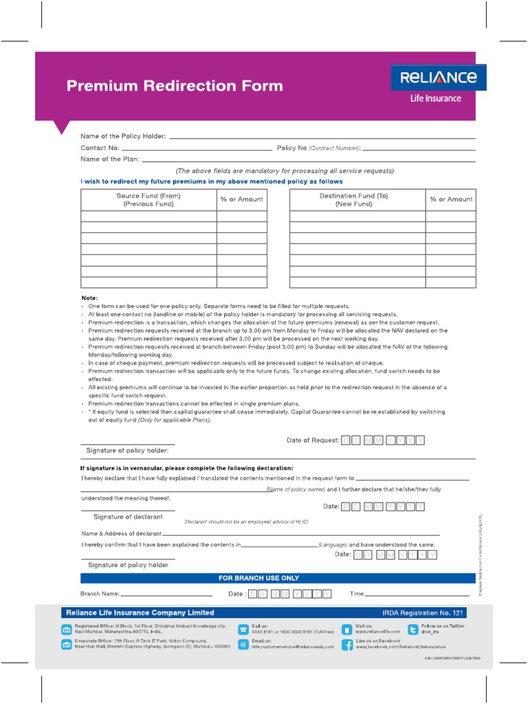 08 Premium Redirection Form Eng | PDF 08 Premium Redirection Form Eng | PDF