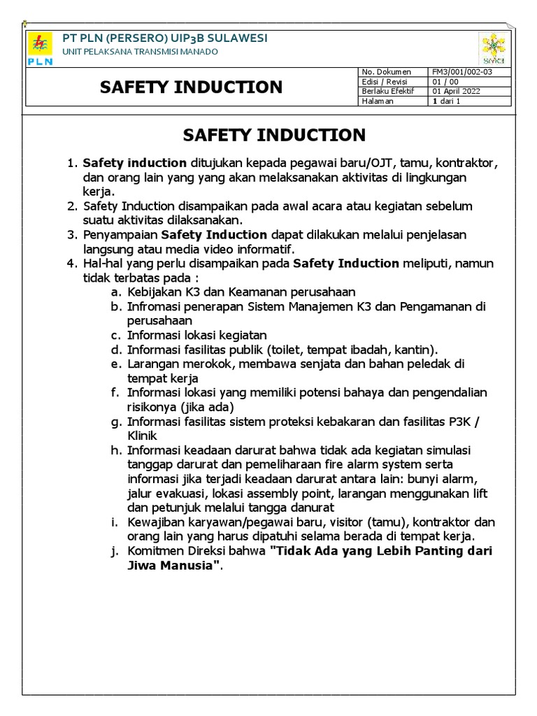 Safety Induction | PDF
