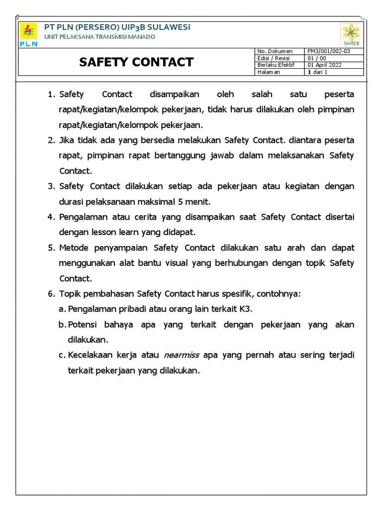 Safety Contact | PDF