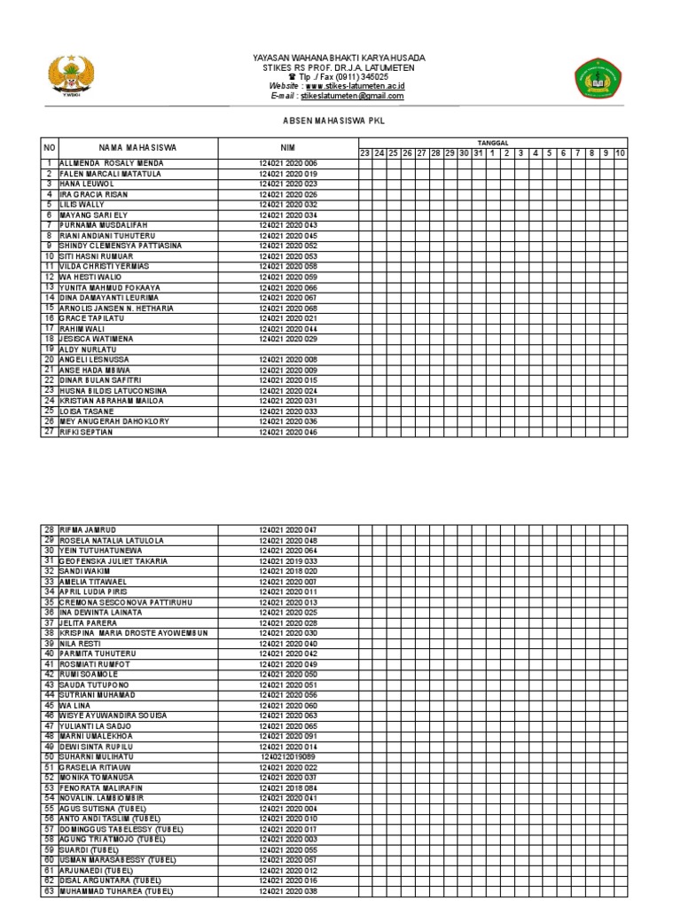 Absen Mahasiswa PKL | PDF