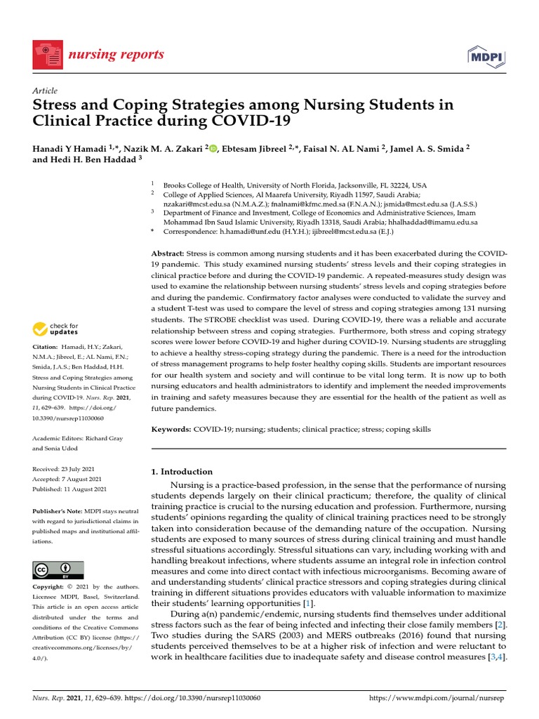 Stress and Coping Strategies Among Nursi | PDF | Nursing | Stress (Biology)