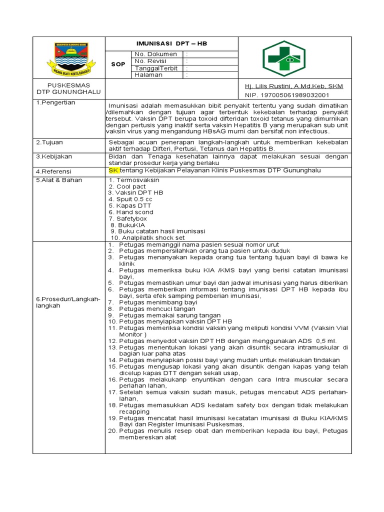 SOP IMUNISASI DPT Fix | PDF