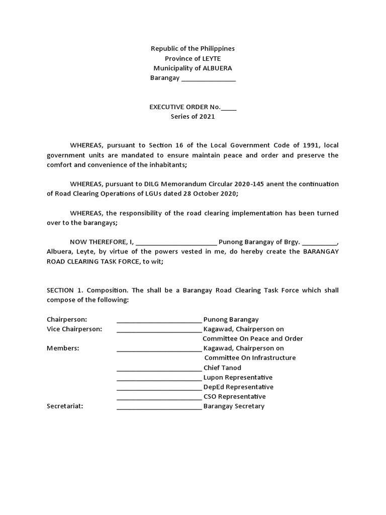 EO On Road Clearing | PDF