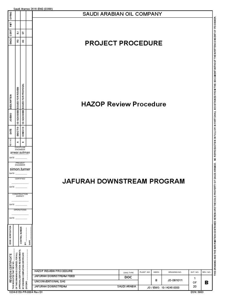 Project Procedure: Saudi Arabian Oil Company | PDF | Safety