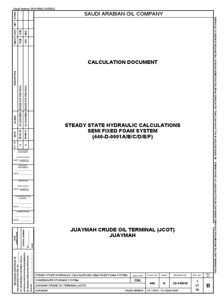 Calculation Document: Saudi Arabian Oil Company | PDF | Pipe (Fluid ...