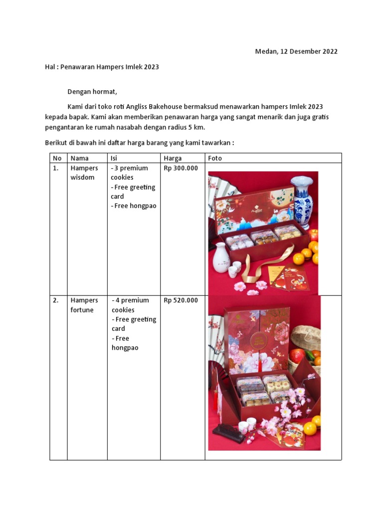 Penawaran Hampers Imlek 2023 Angliss | PDF | Griya & Taman | Kesehatan ...