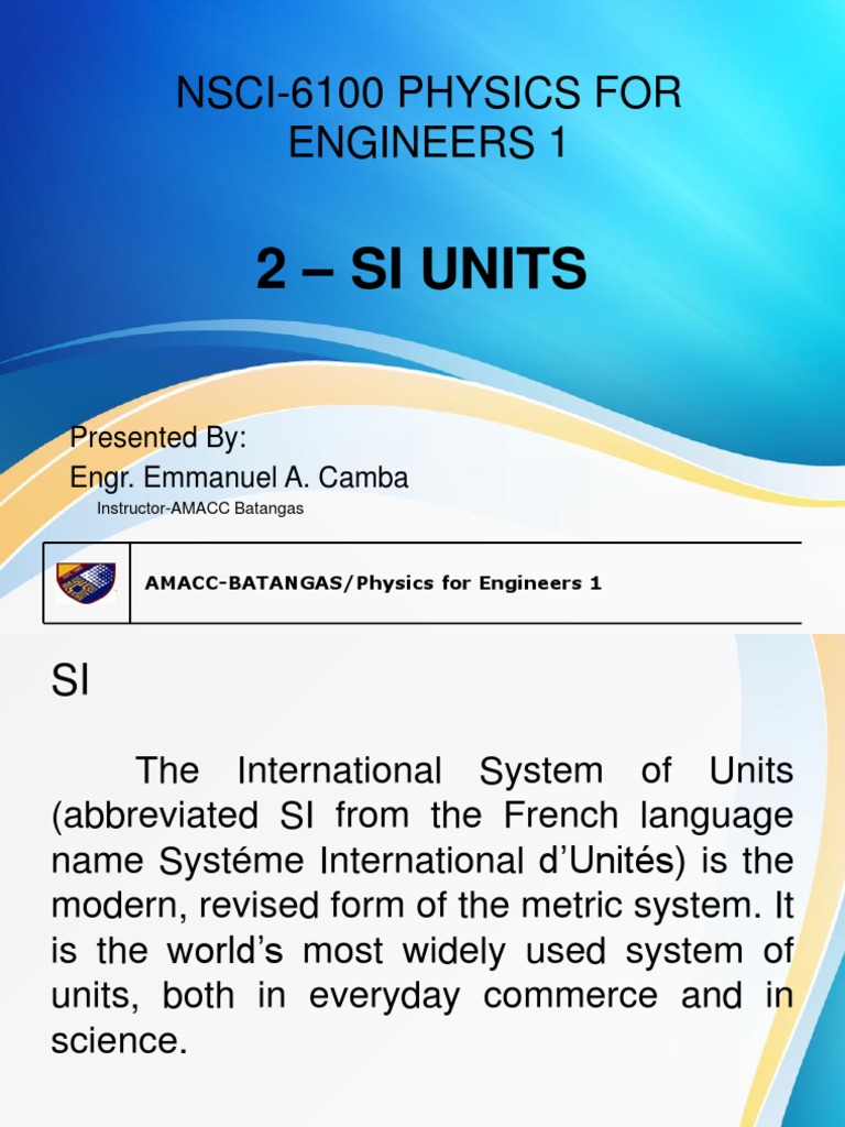 An Introduction to the International System of Units (SI) and Common ...