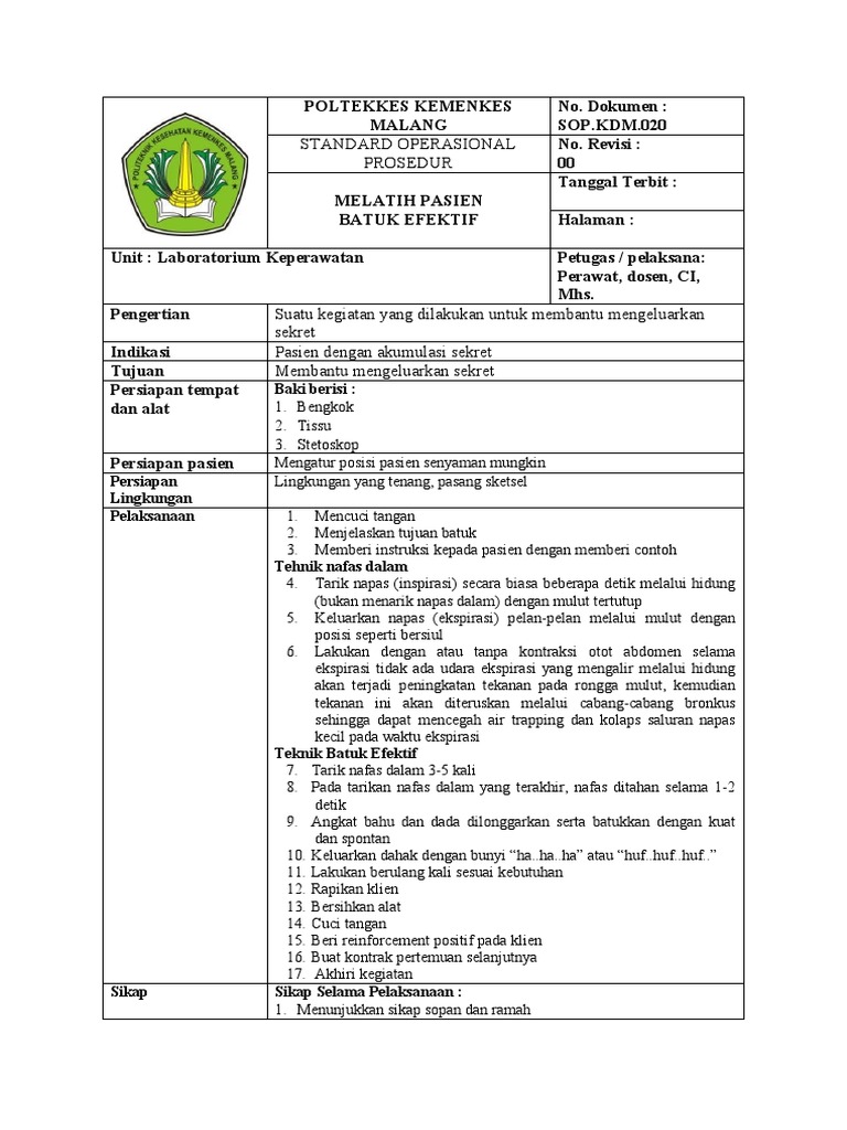 Sop Batuk Efektif | PDF