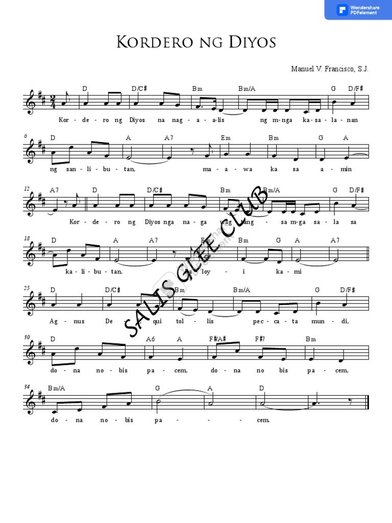 Kordero NG Diyos - Papal Mass | PDF
