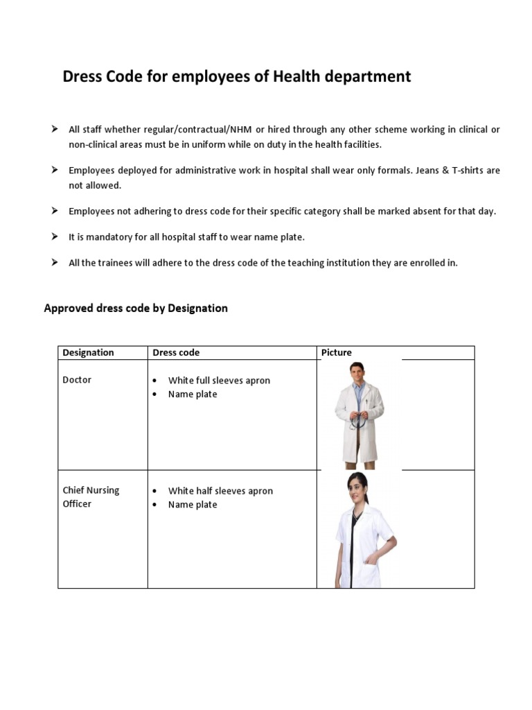 Hospital Staff Dress Code Guidelines | PDF | Sweater | Shirt