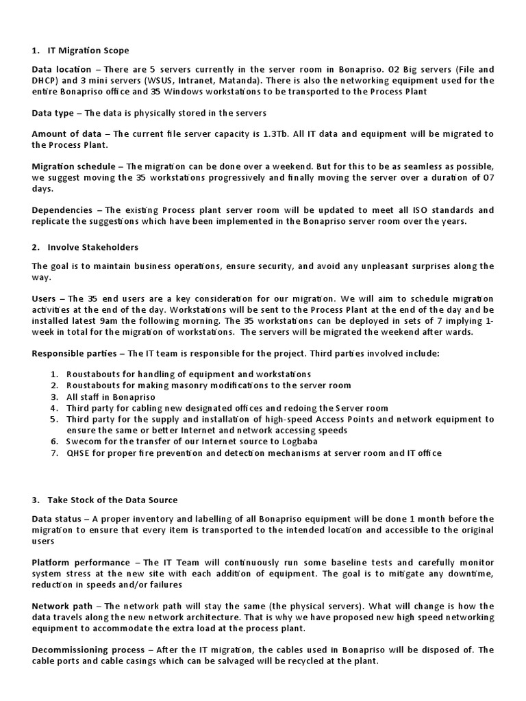 IT Migration Scope | PDF | Computer Network | Server (Computing)