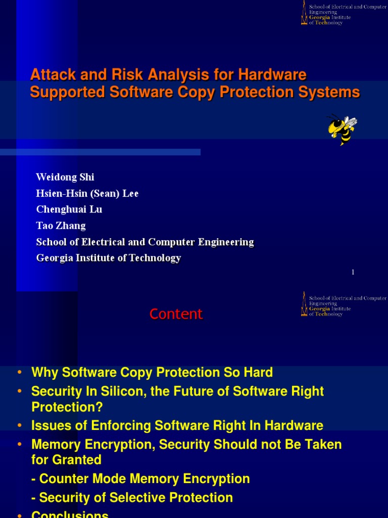 Attack and Risk Analysis For Hardware Supported Software Copy ...