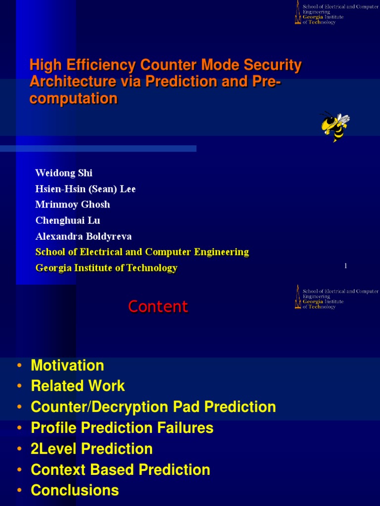 High Efficiency Counter Mode Security Architecture Via Prediction and ...