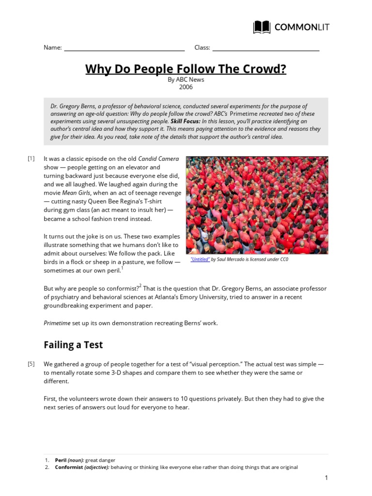 Why Do People Follow The Crowd - Student | PDF | Functional Magnetic ...