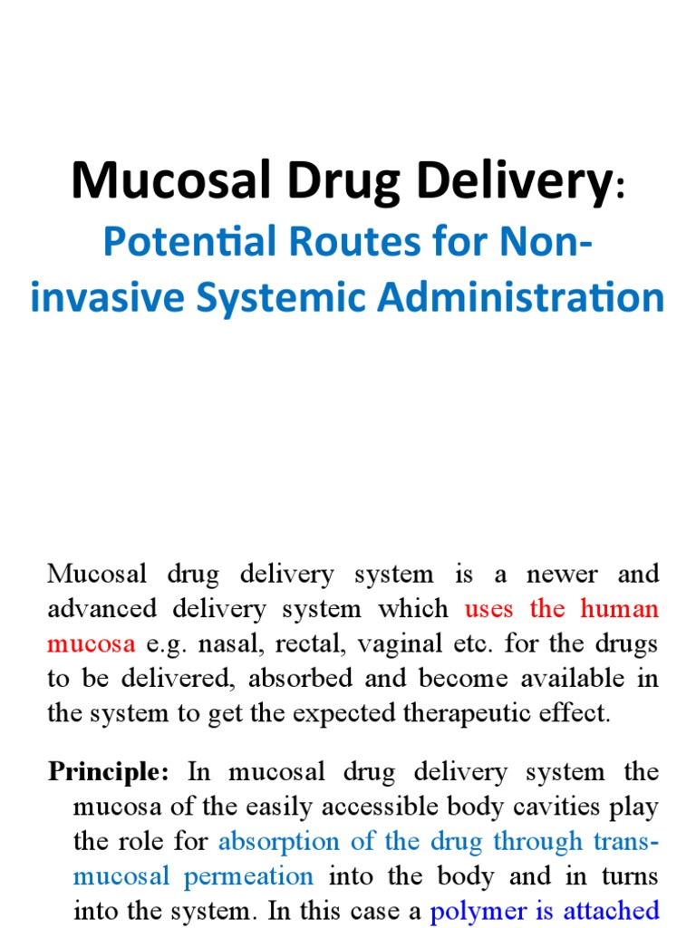 Mucosal Drug Delivery Systems | PDF | Adhesion | Human Eye