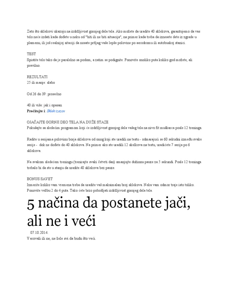 Progrma Za Vise Sklekova | PDF